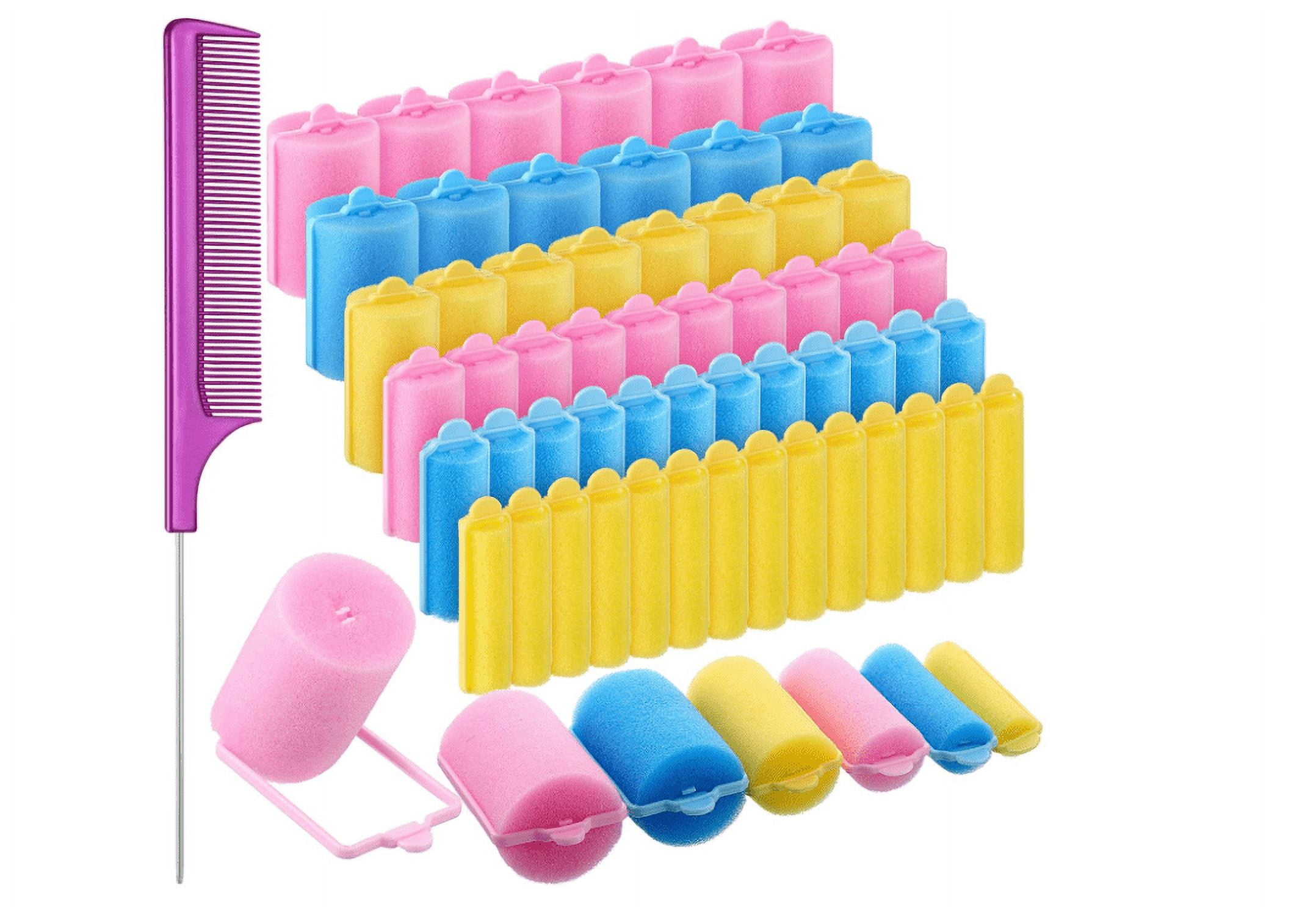 56 Pcs Assorted Sizes Foam Sponge Hair Rollers, No Heat Hair Curlers ...
