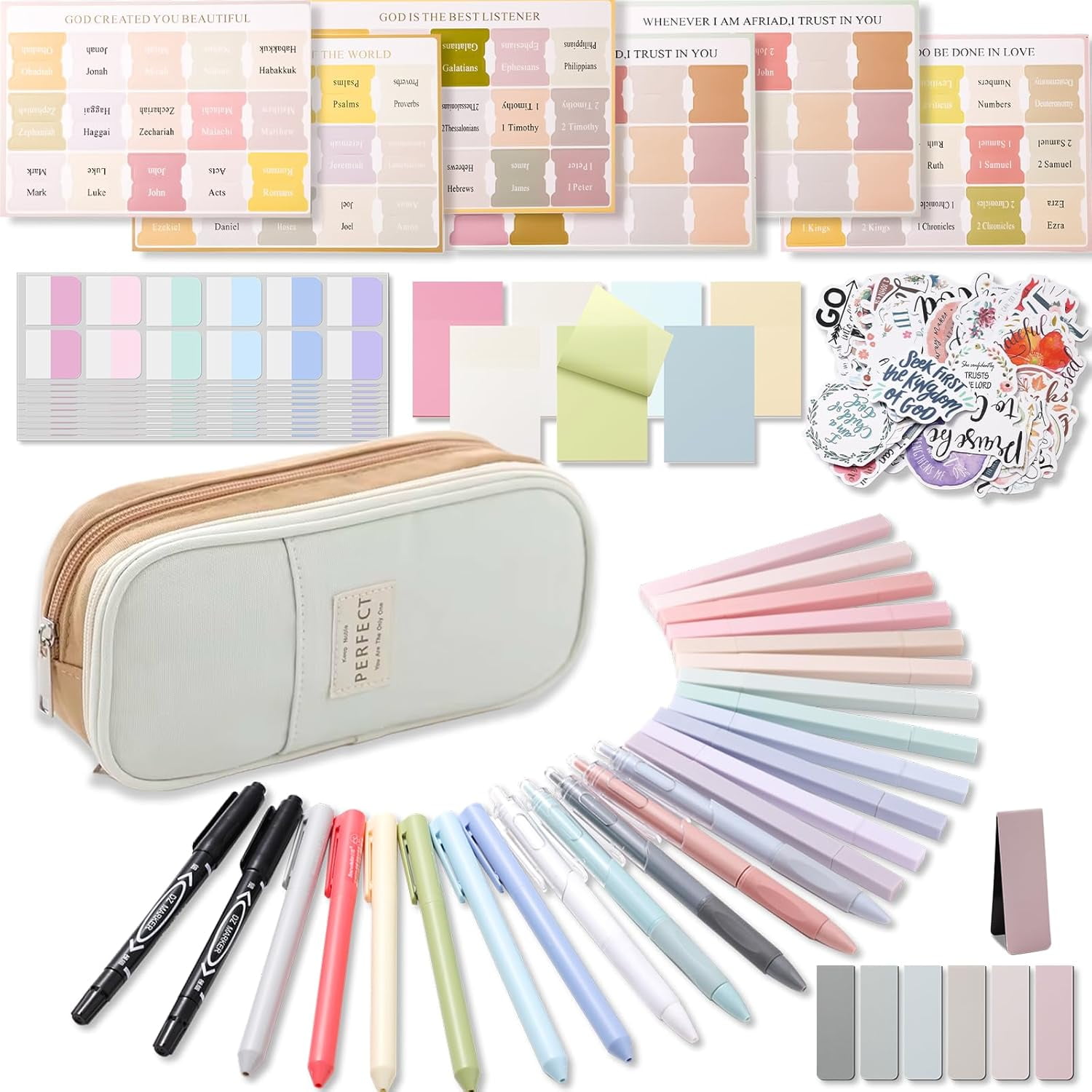 56 Pcs Bible Study Supplies Journaling Kit, Bible Study Kit, Bible Case ...