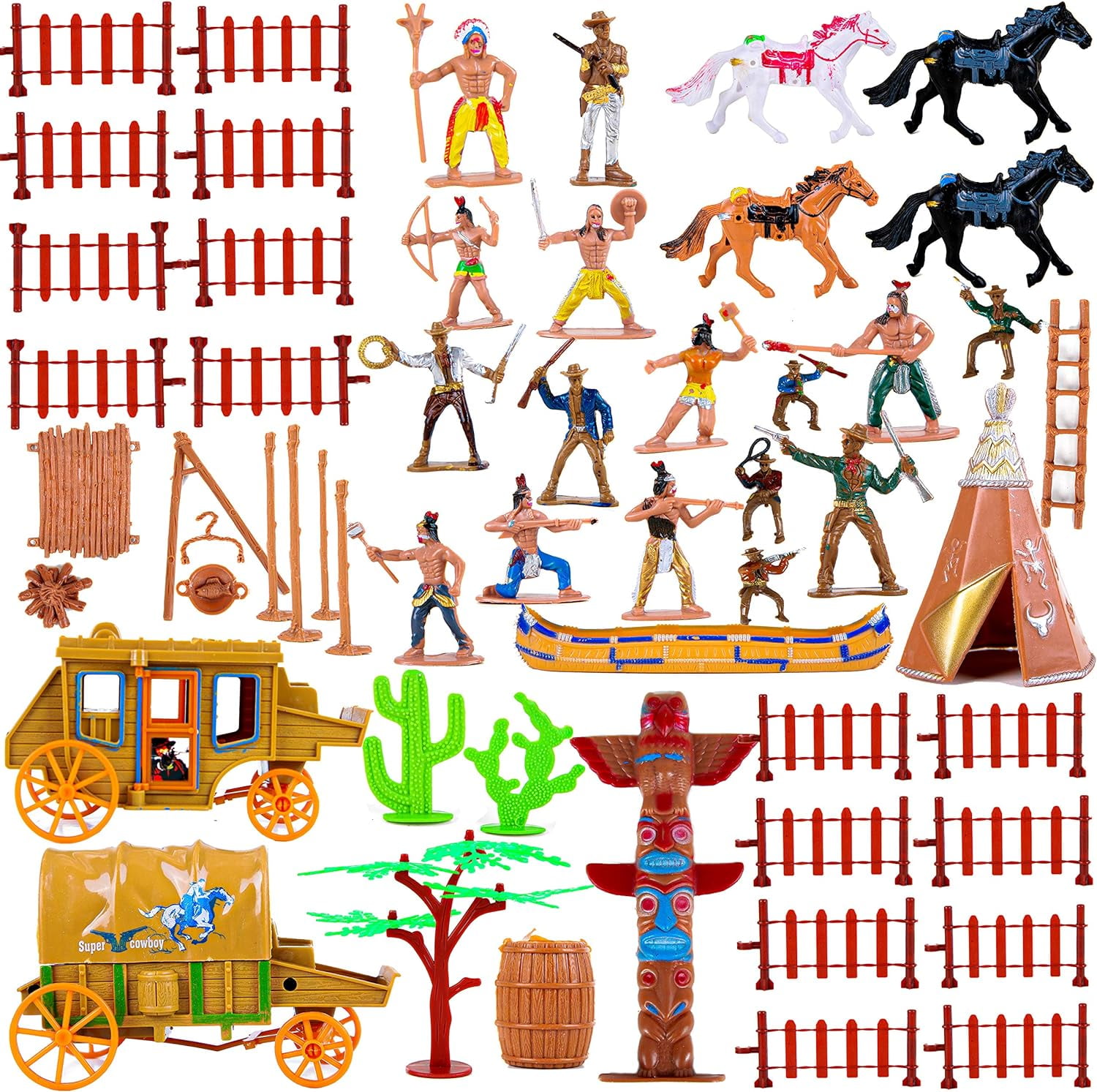 Cowboys & Indians Figures Play Set 55 Pieces - Walmart.com