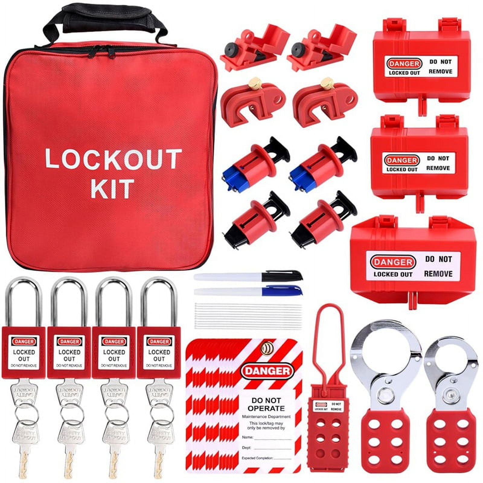 56 Pcs Lockout Tagout Kit Electrical with Clamp-on Circuit Breaker ...
