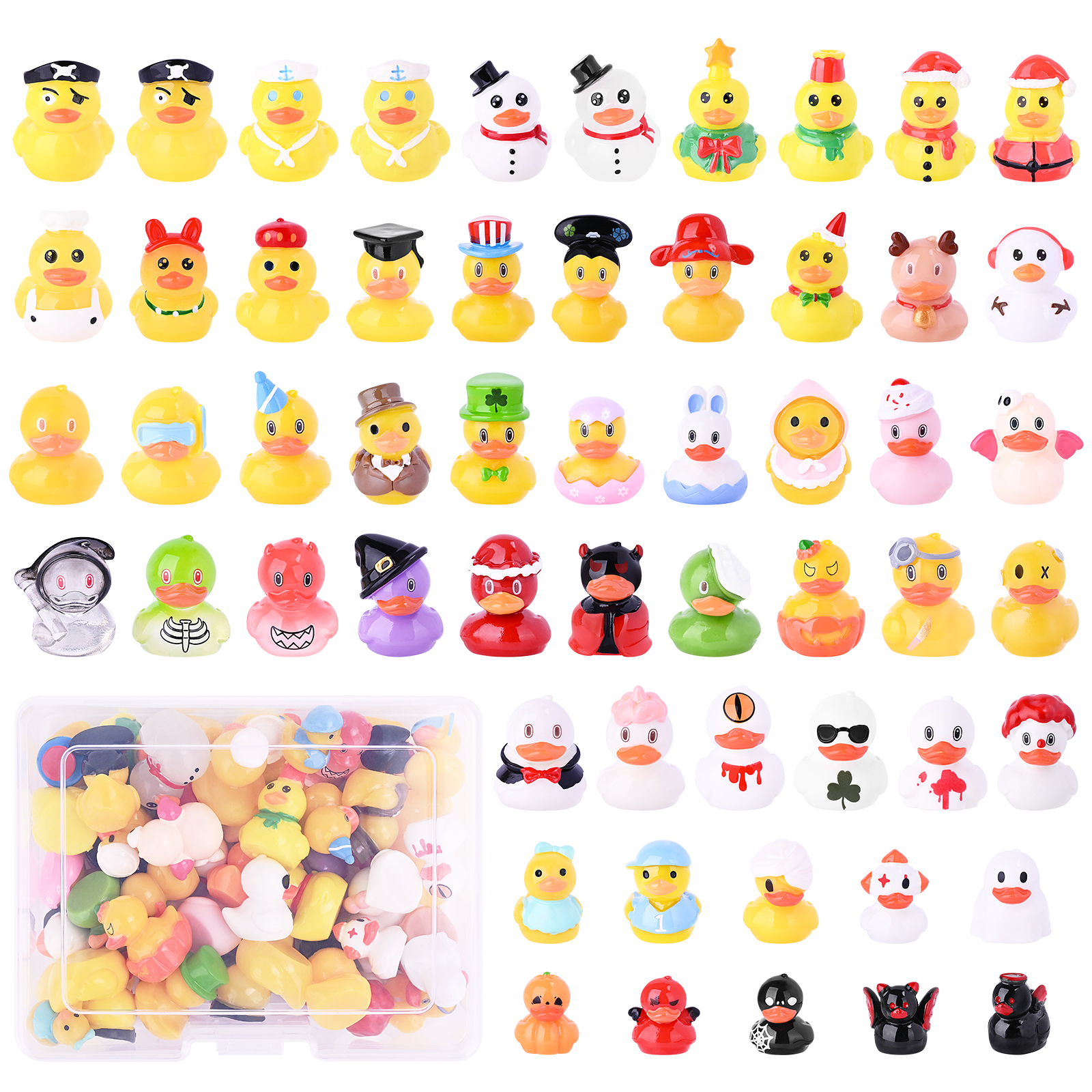 56 Pcs Mini Resin Ducks - Colorful Tiny Ducks Figurines to Hide Prank ...