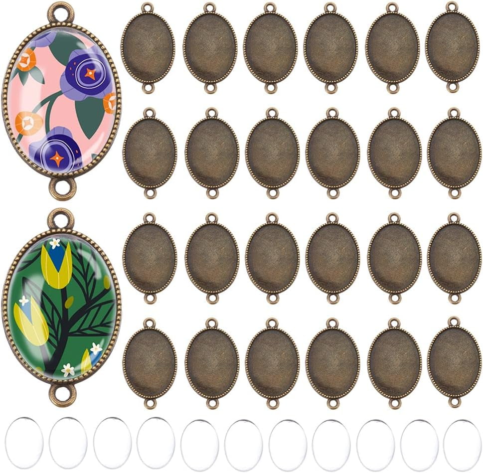 56 Pcs Pendant Tray Kit Double Hole Photo Charm Attachment Connector ...