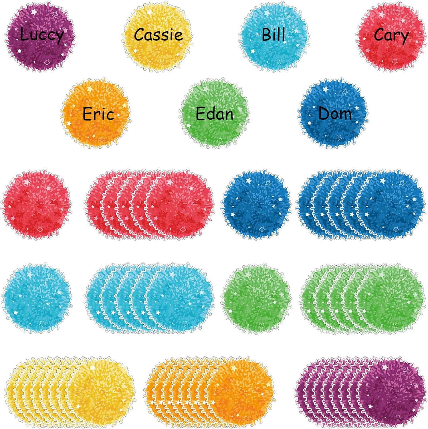 56 Pcs Pompoms Classroom Accents Pompoms Cutouts Multicolor Round ...