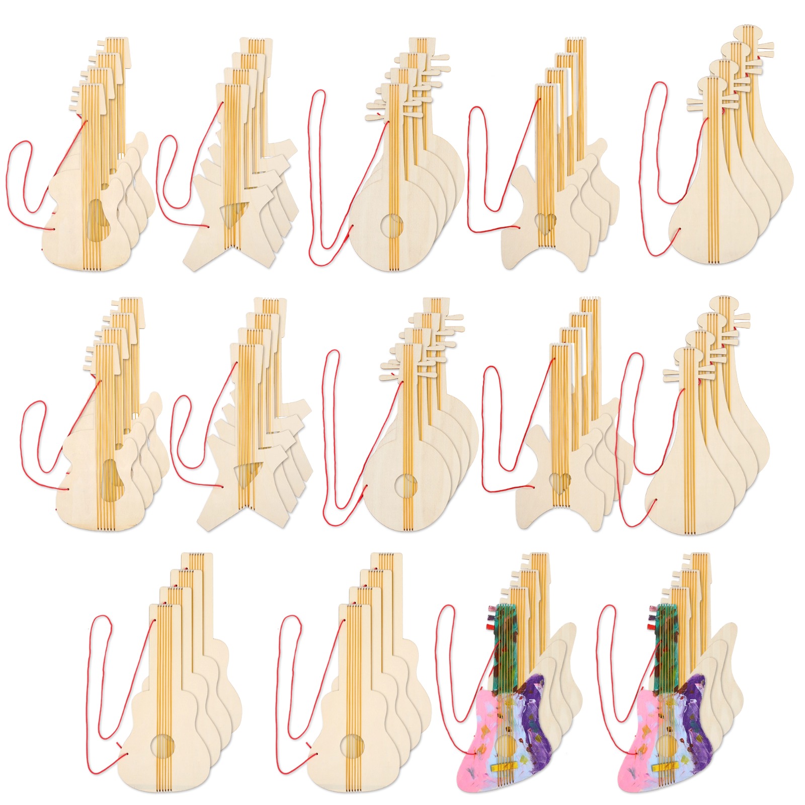 56 Pcs Unfinished Wood Cutouts, Blank Wooden Electric Guitar Slices for ...