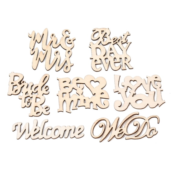 56 Pcs Wooden Word Cutouts Mixed Shapes Undyed Natural Wood Cabochons ...