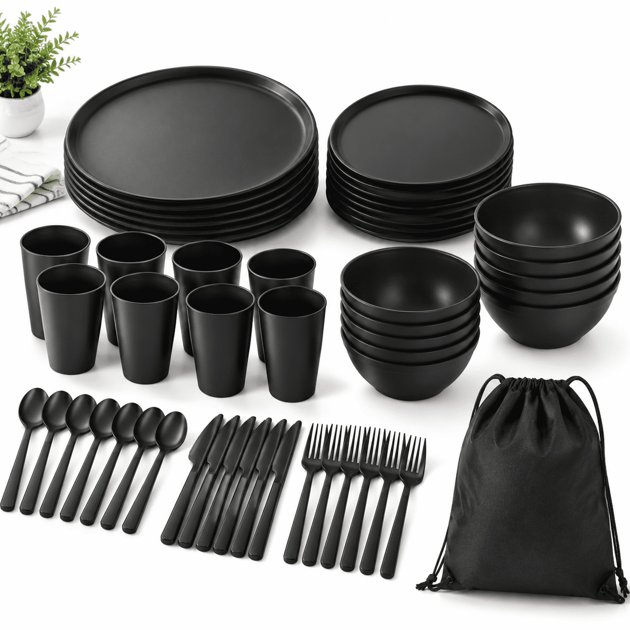 56 Piece Dinnerware Set For 8 Unbreakable Plates And Sets - Walmart.com