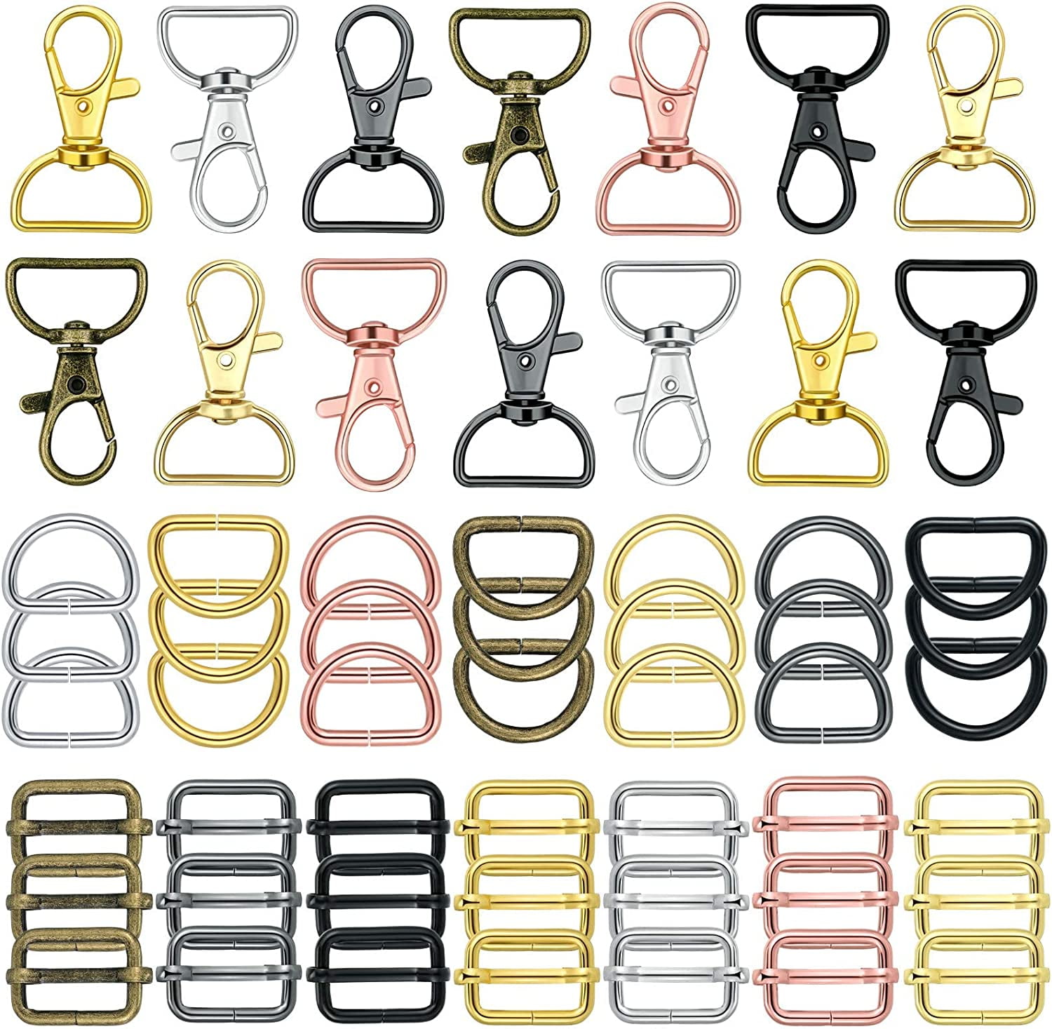 Menkey 56 Pieces D Rings for Purse, Bag Hardware, Mixed Color 25mm ...