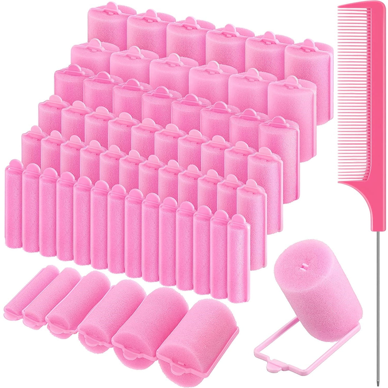 Casewin 56pc Foam Hair Rollers Set | Soft Sleeping Sponge Curlers with ...