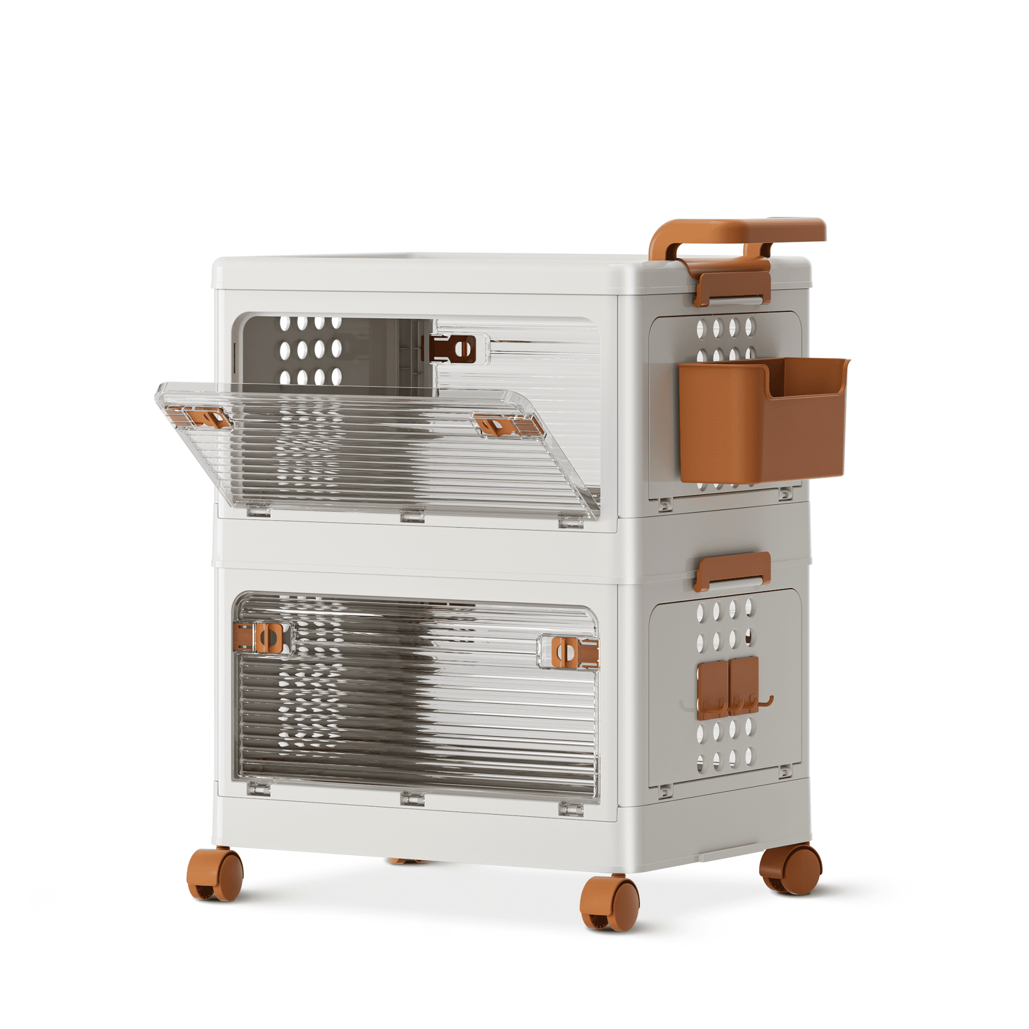 56 QT Large Foldable Storage Box With Lids, Plastic Storage Cabinet ...