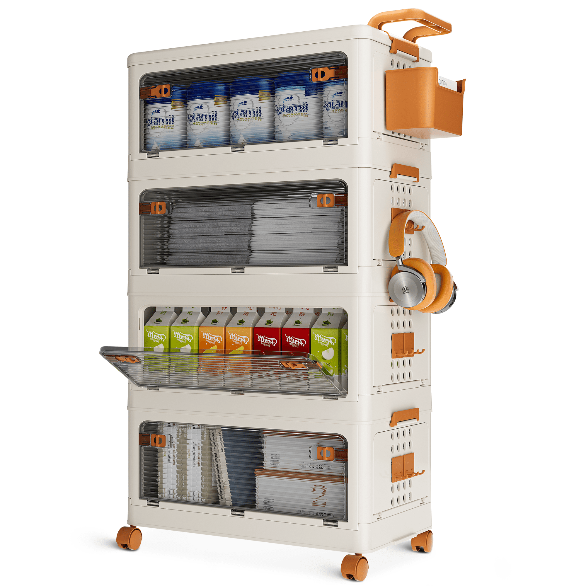 224 QT Stackable Plastic Storage Bins with Lids, Two-door Plastic ...