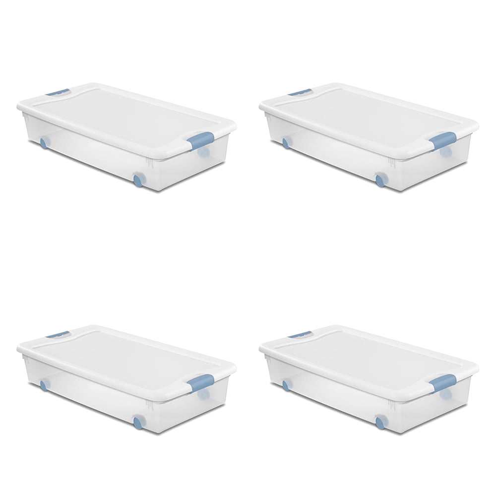 56 Qt Wheeled Latching Storage Box, Stackable Bin with Latch Lid ...