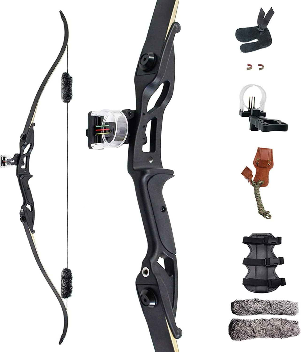 56" Recurve Bow with 30 Max Draw 30 35 40 45 50lb Draw Weight Right ...