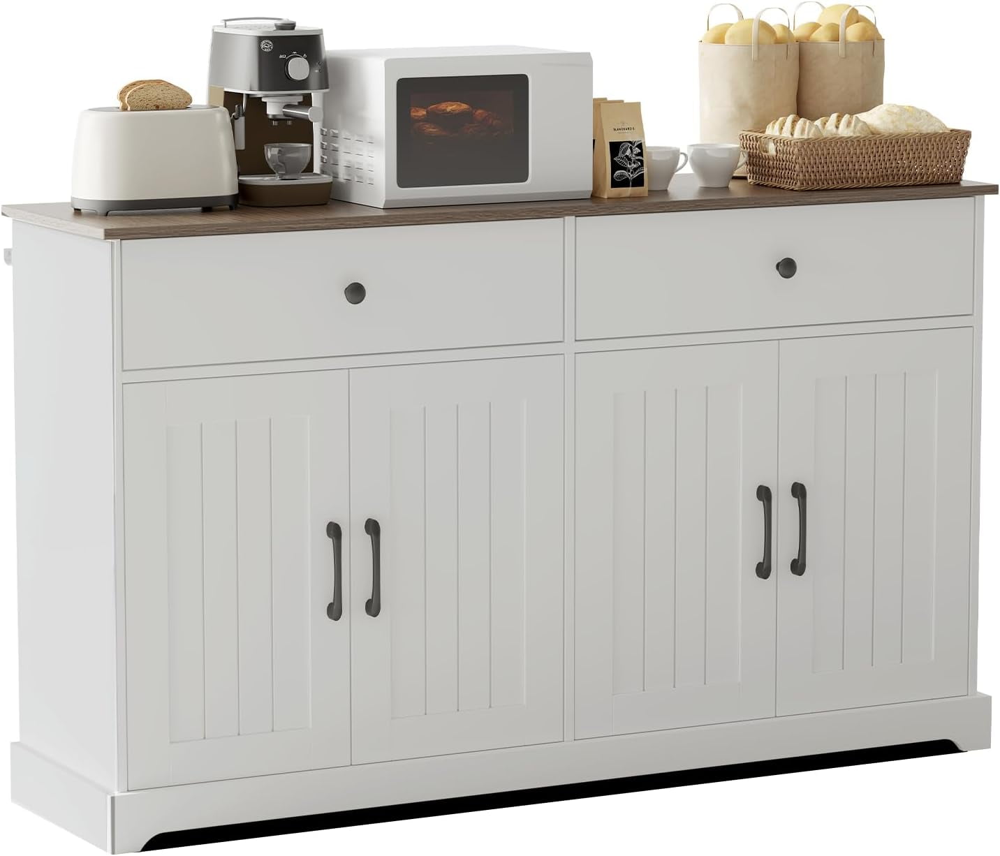 56" Rustic Buffet Cabinet with Adjustable Shelves & Barn Doors ...