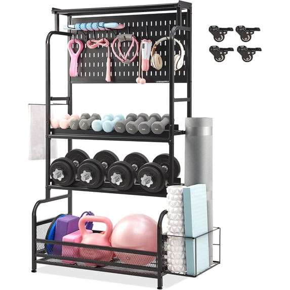 56'' Taller Home Gym Storage Organizer, Yoga Mat Rack with Hanging ...