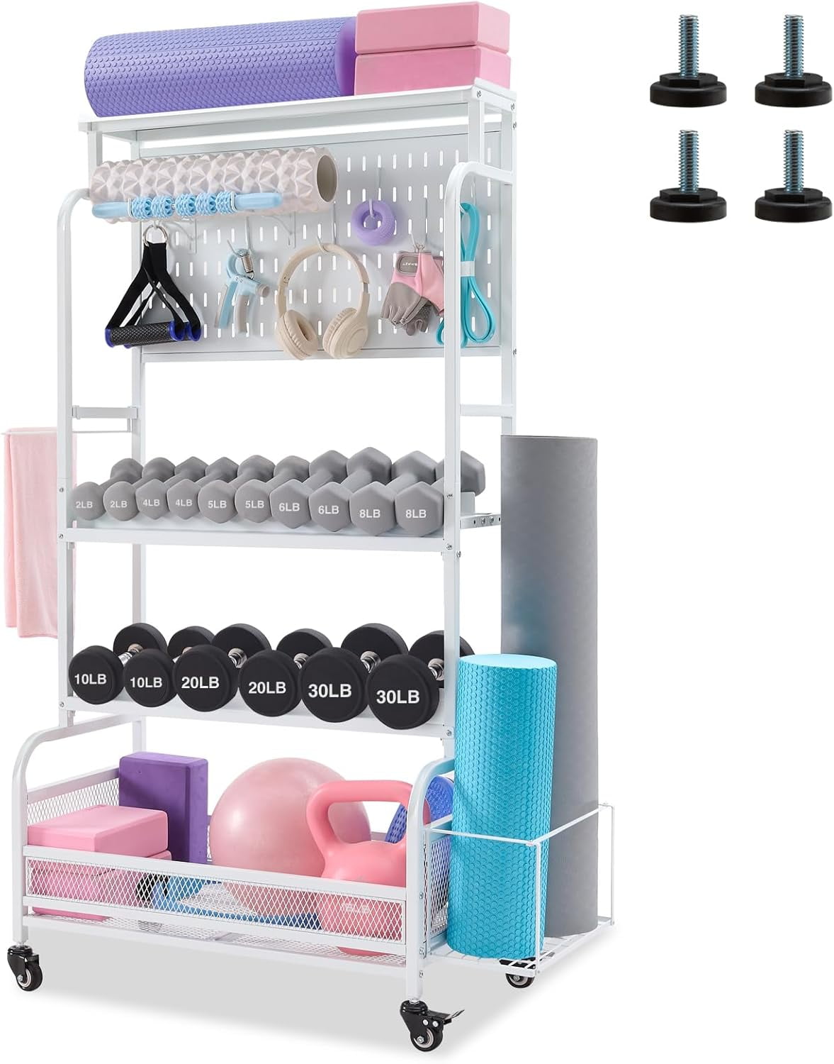 56'' Taller Home Gym Storage Organizer, Yoga Mat Storage Rack with ...