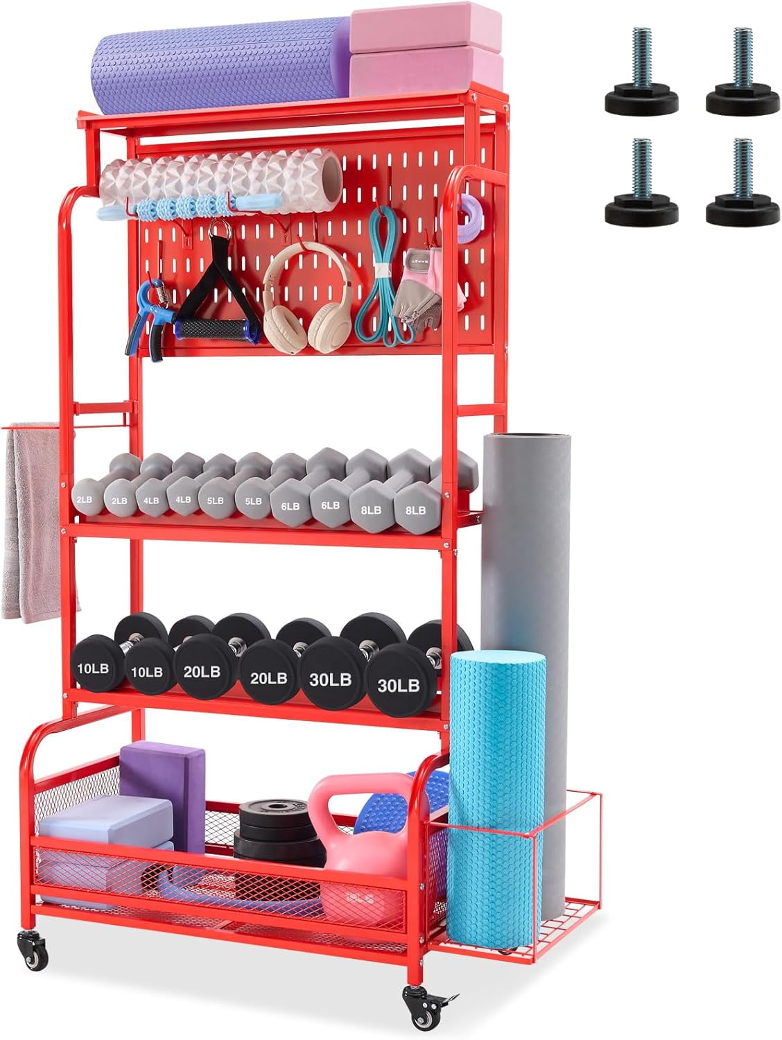 56'' Taller Home Gym Storage Organizer, Yoga Mat Storage Rack with ...