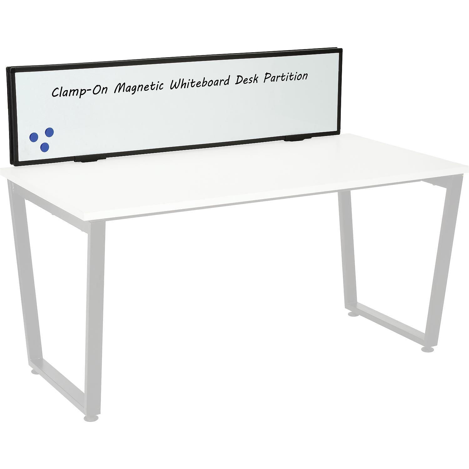 56"W x 16"H Universal Clamp-On Desk Partition, Magnetic Whiteboard ...