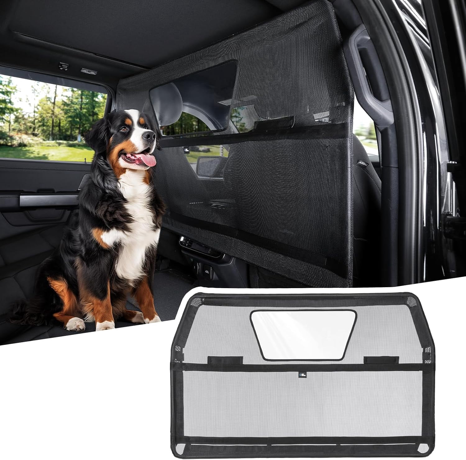 56" Wide Dog Car Barrier with Visual Window, Car Barrier for SUV Escape ...