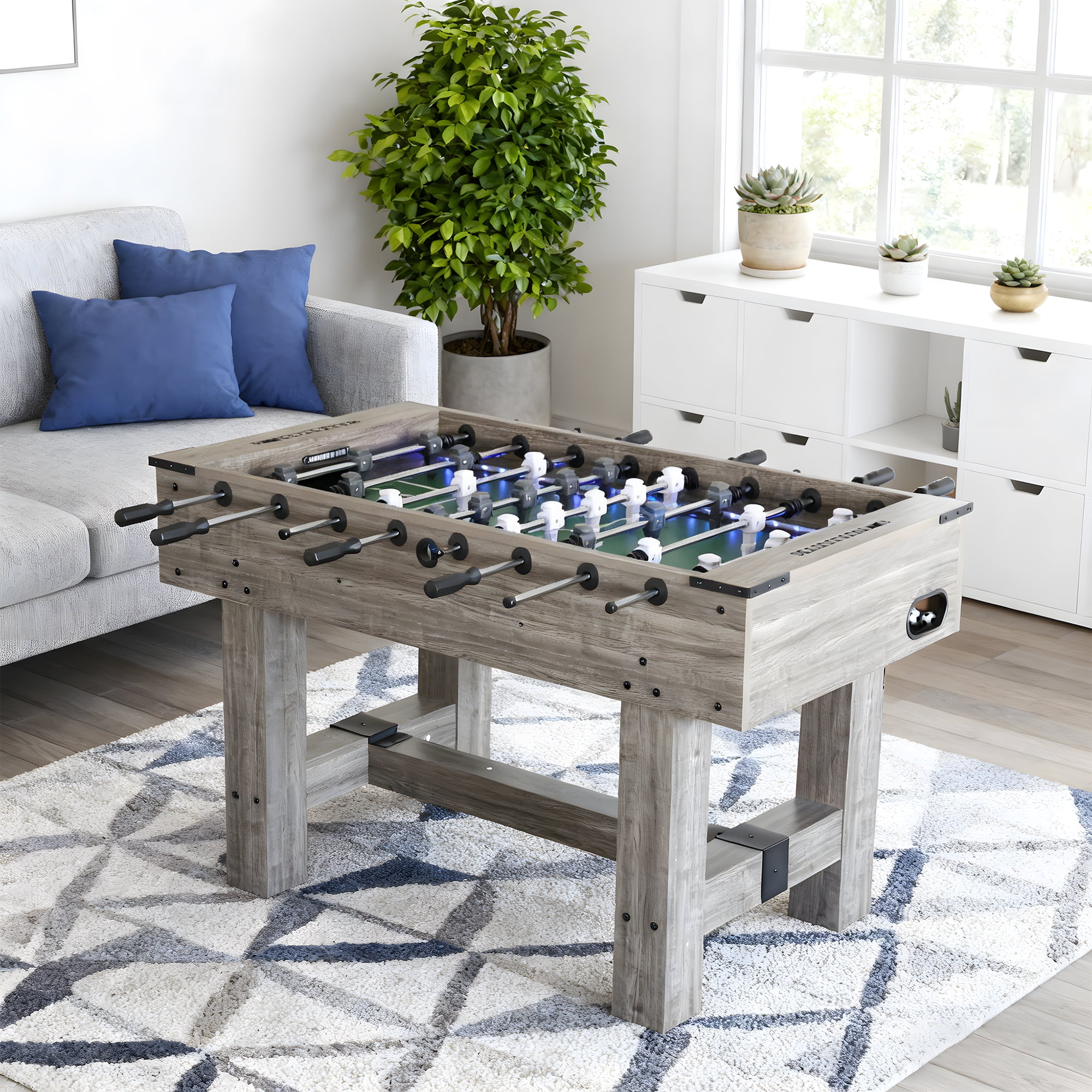 56" LED Light Up Foosball Table with Smart and Manual Scoring for Home ...