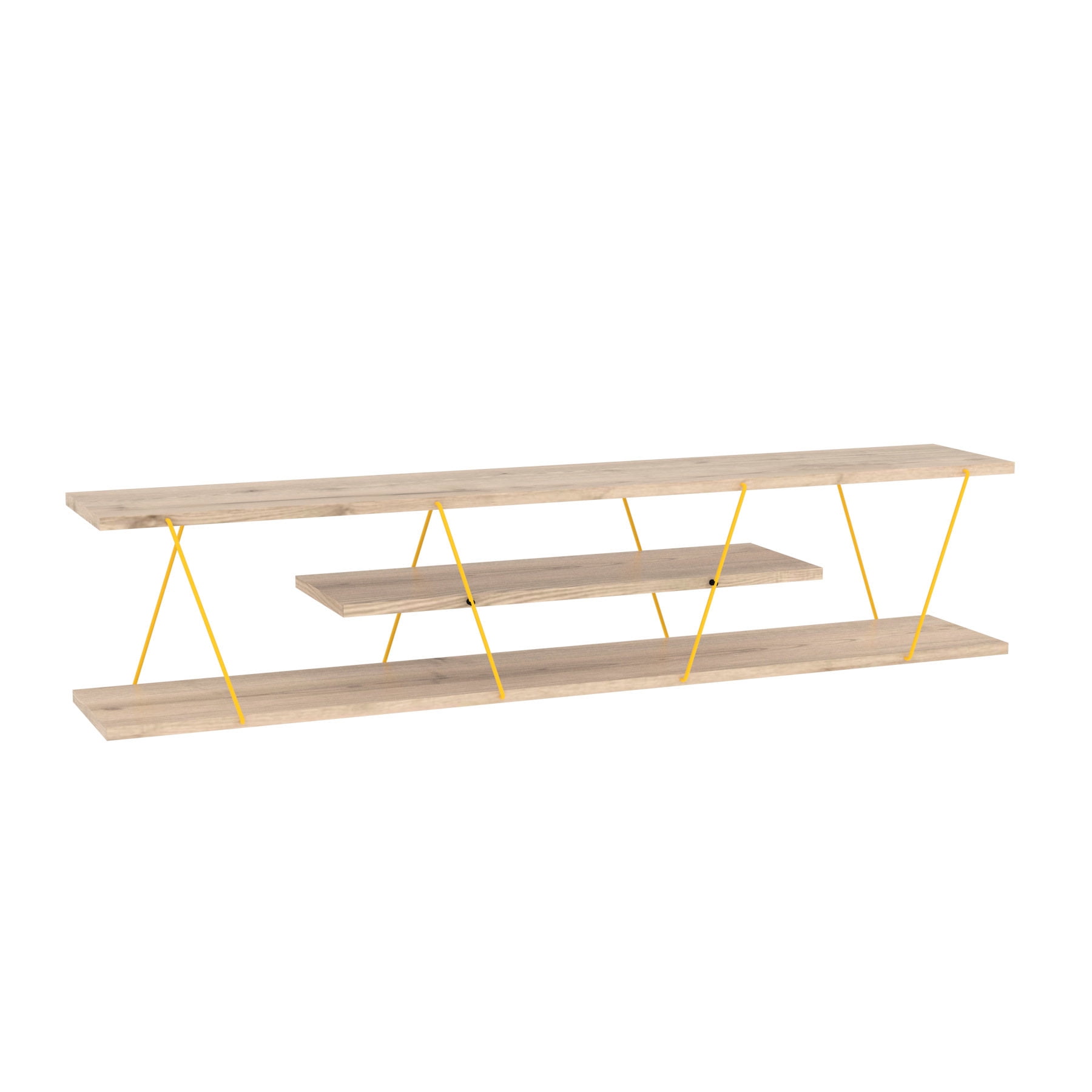 56 in. Low TV Unit - Solid Wood, Oak, 4 Shelves, 12 in. Depth - Walmart.com