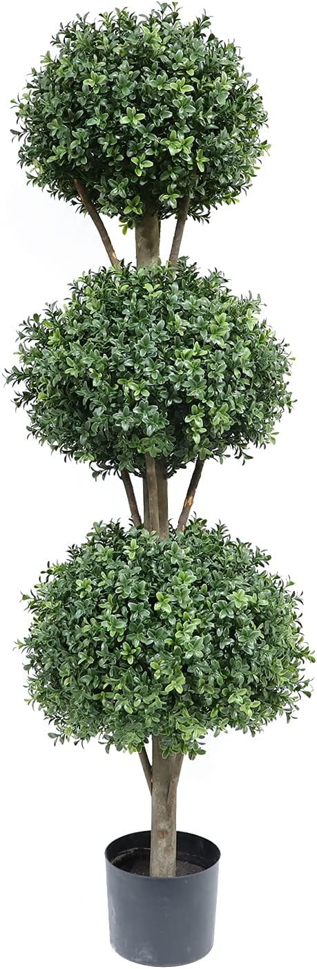 56 inch/ 4.6 ft Boxwood Topiary Artificial Outdoor Artificial Boxwood ...