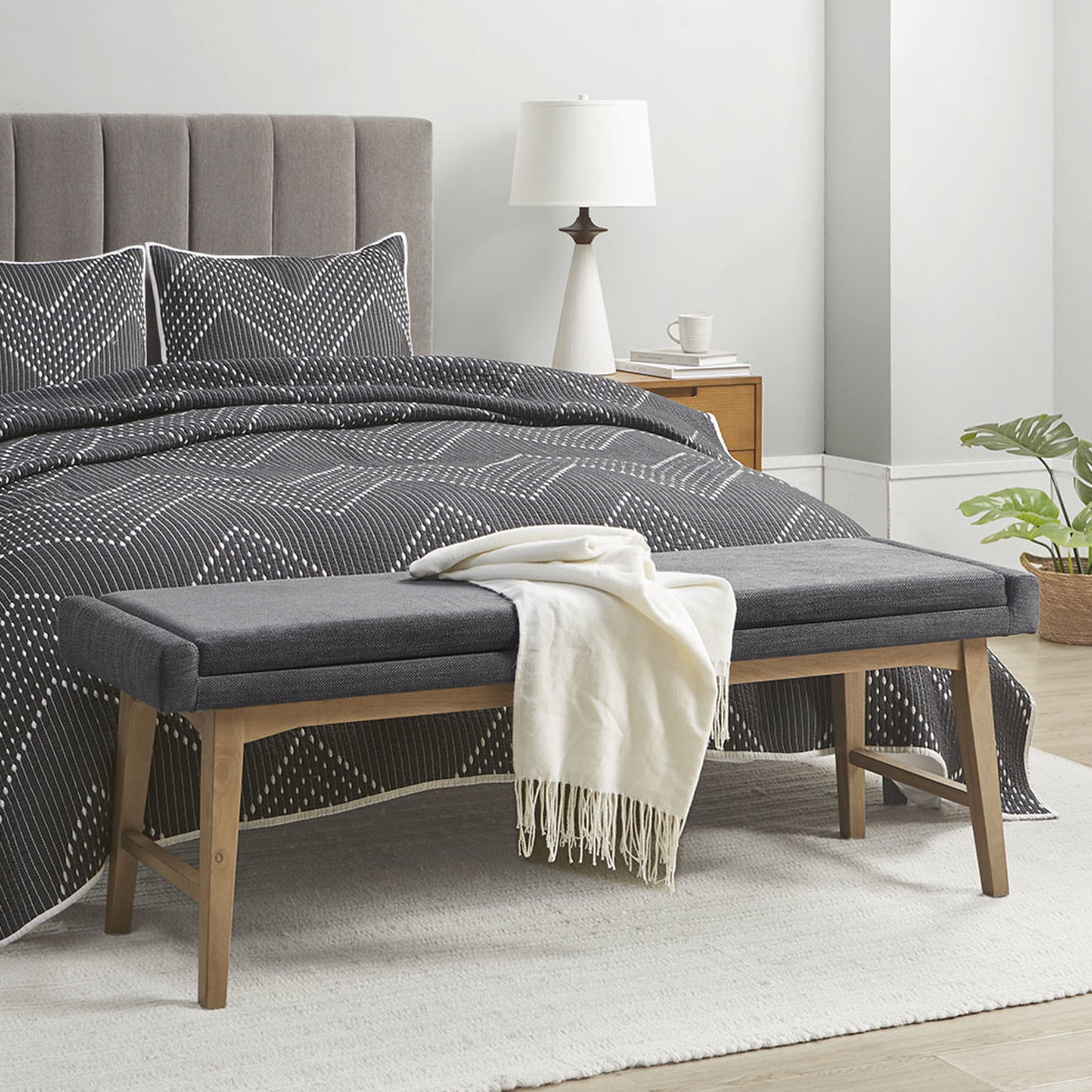 56 - inch wide bench - Minimal design accent - Entryway focal point ...