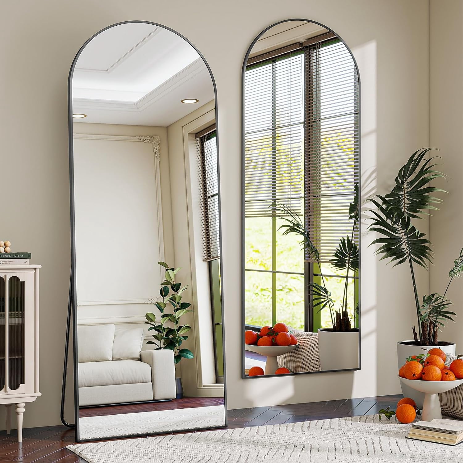 56" x 21" Arch Full Length Mirror - Floor Full Body Mirror with ...
