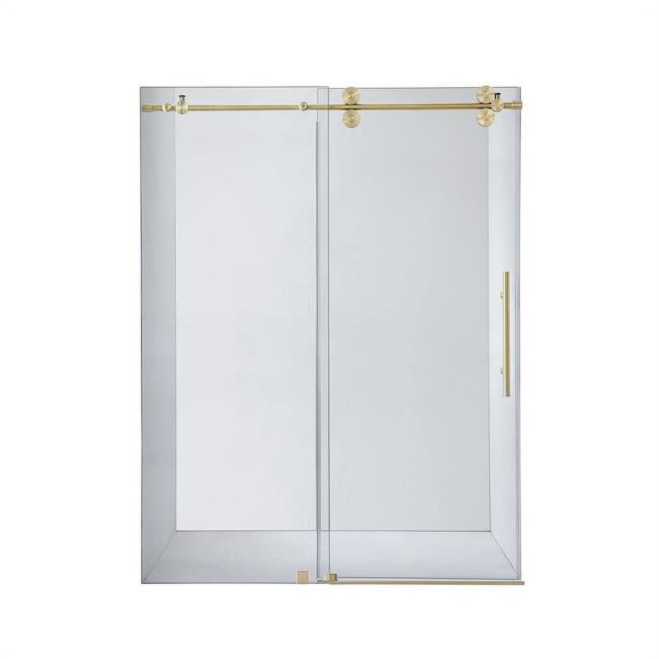 56 x 78 in. Villena Single Sliding Frameless Shower Door, Brushed Gold ...