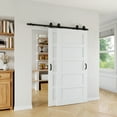 56" x 80" 5-Panel White Primed Solid Core Sliding Bypass Barn Door ...