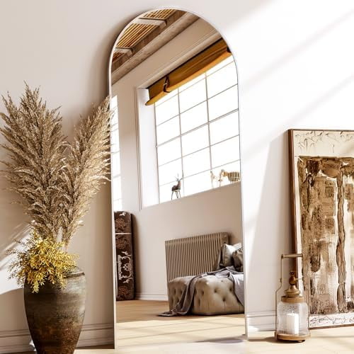 56"x21" Floor Full Length Mirror Standing Full Body Rounded Corner ...