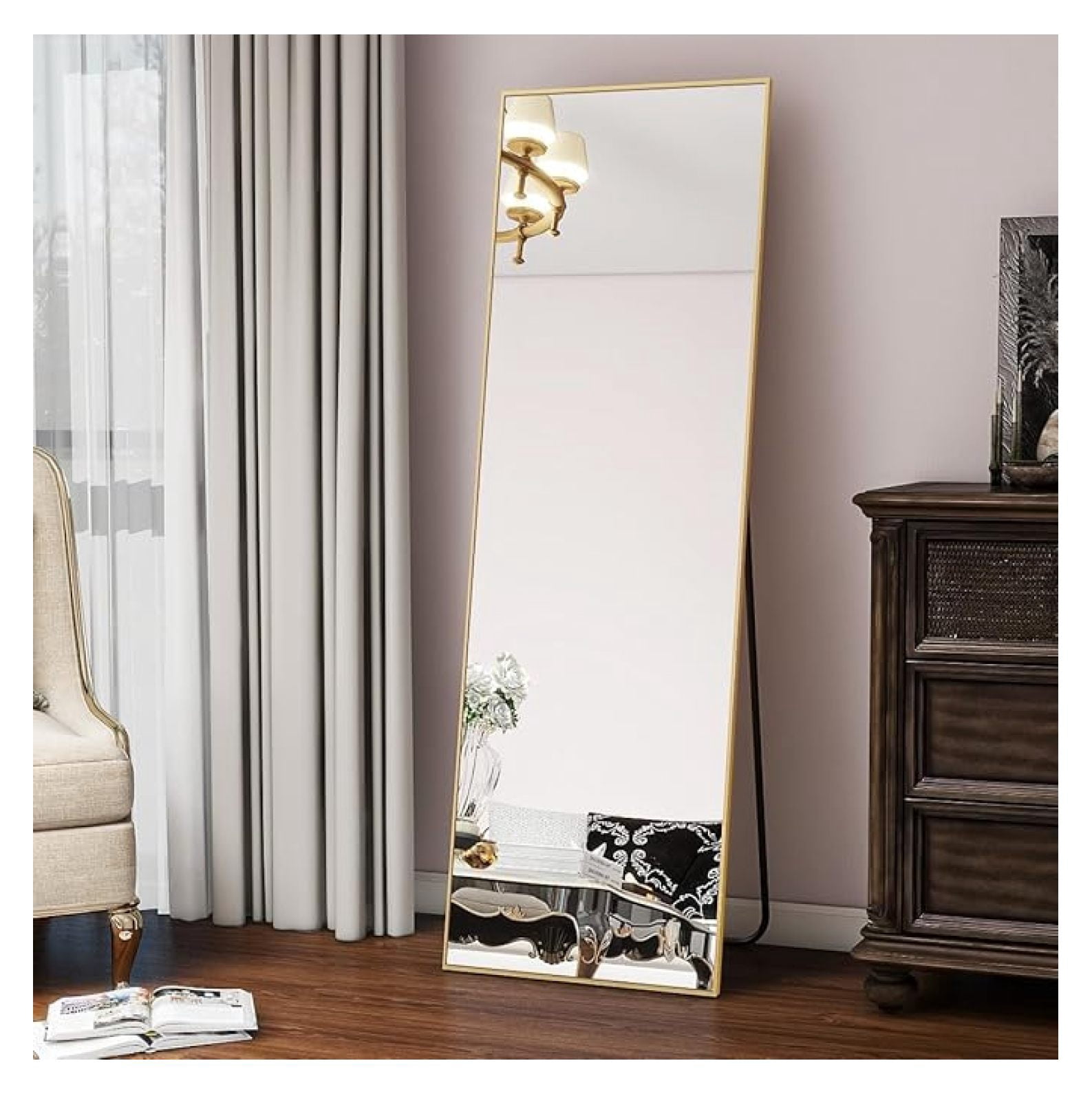 56"x21" Floor Mirror Full Length, Bedroom Floor Body Mirror with Stand ...