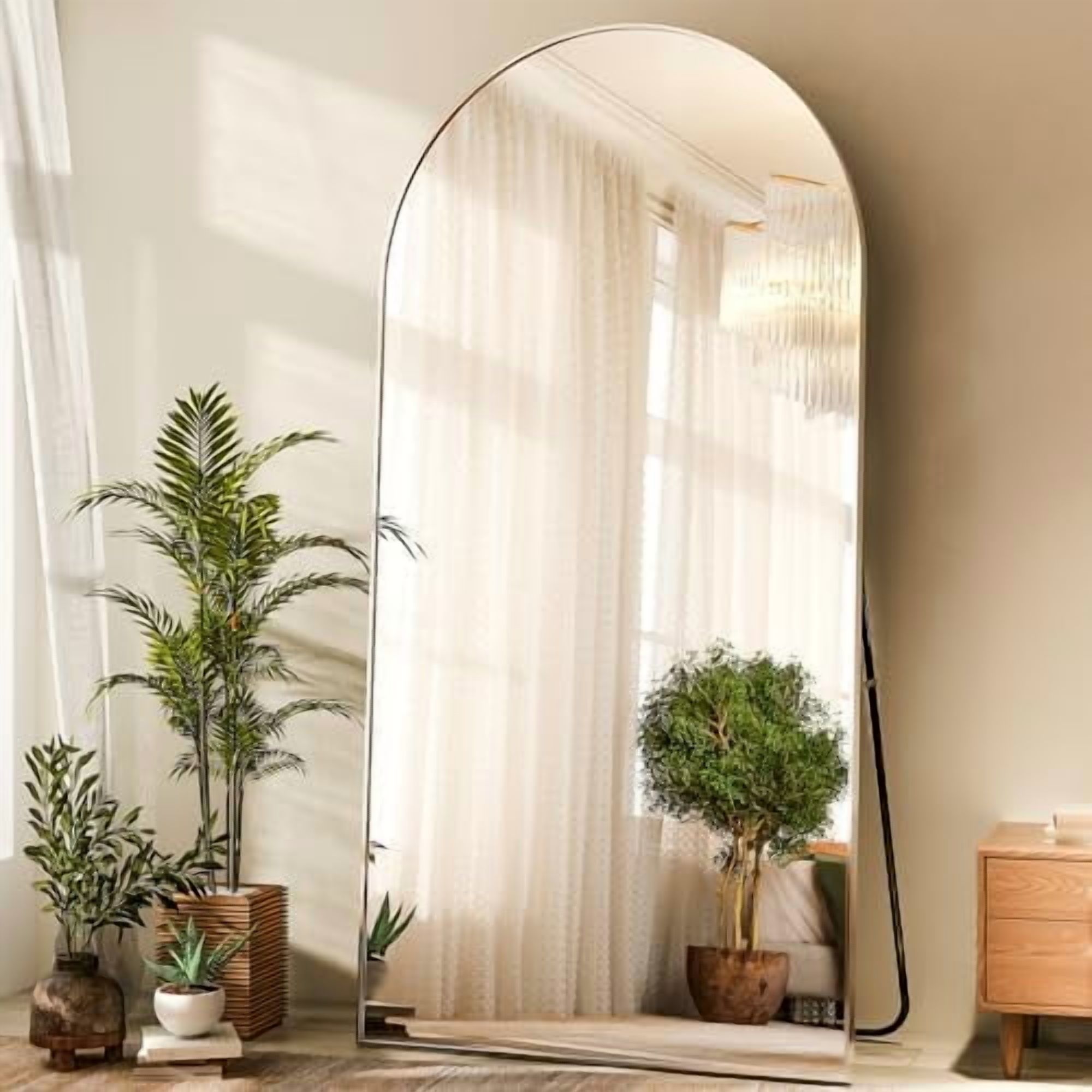 56"x21"Full Length Mirror Arch Floor Mirrors with Aluminum Alloy Frame ...