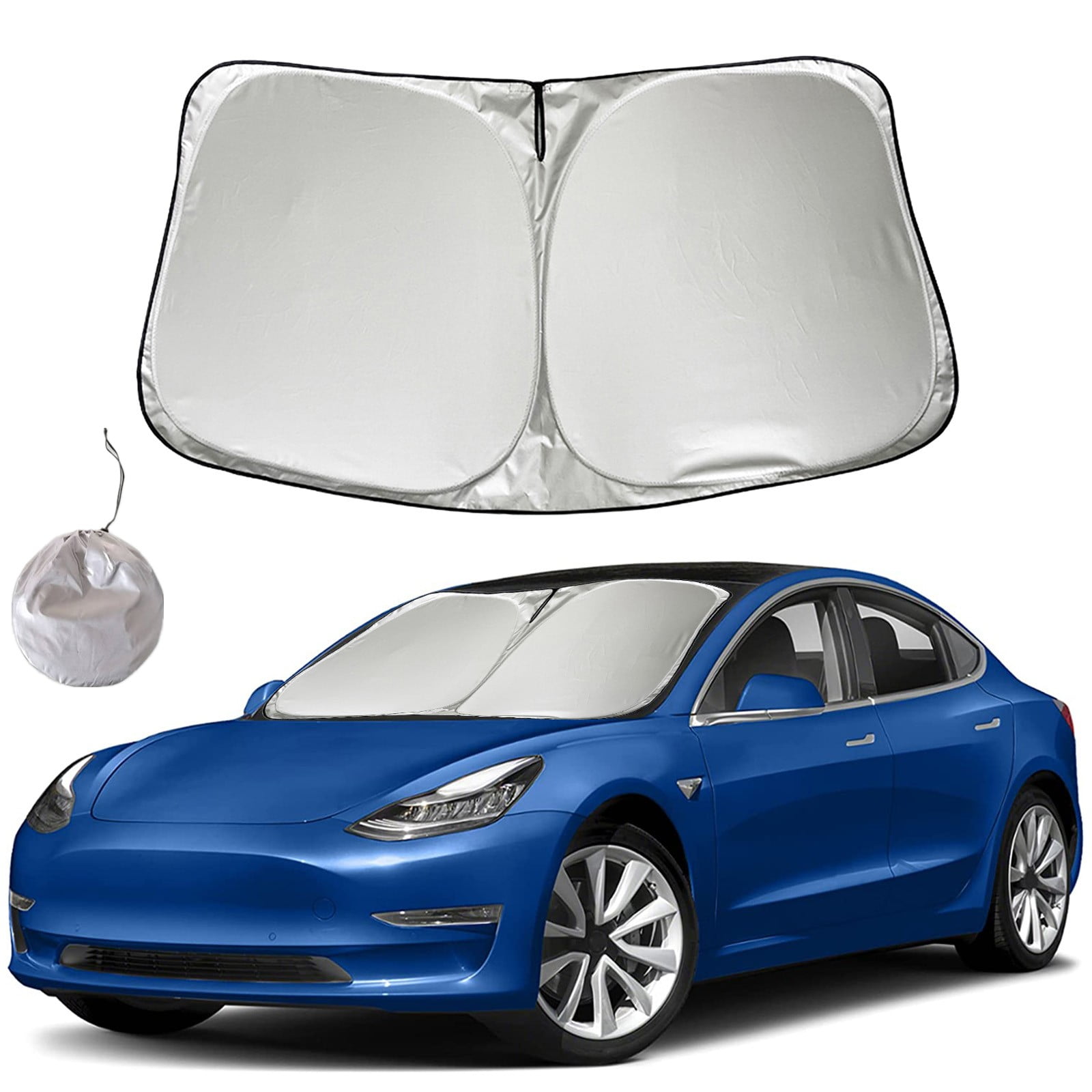 56"x37" Universal Car Windshield Sun Shade - 240T Polyester Sunshield ...