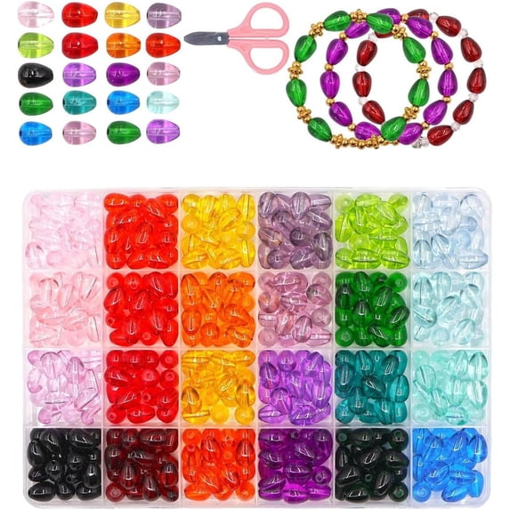 560 Pcs Frosted Glass Beads for Jewelry Making Kit, 6x12mm Smooth Round ...