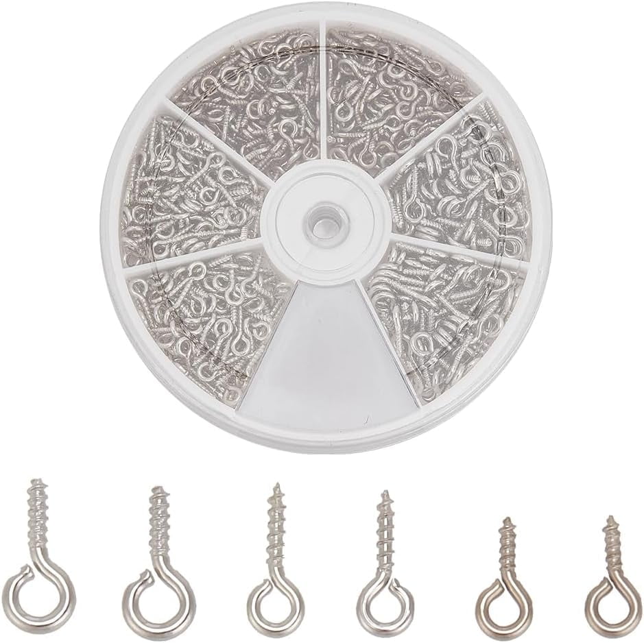560 Pcs Small Screw Eye Pins 3 Sizes Platinum Threaded Clasps Hooks ...