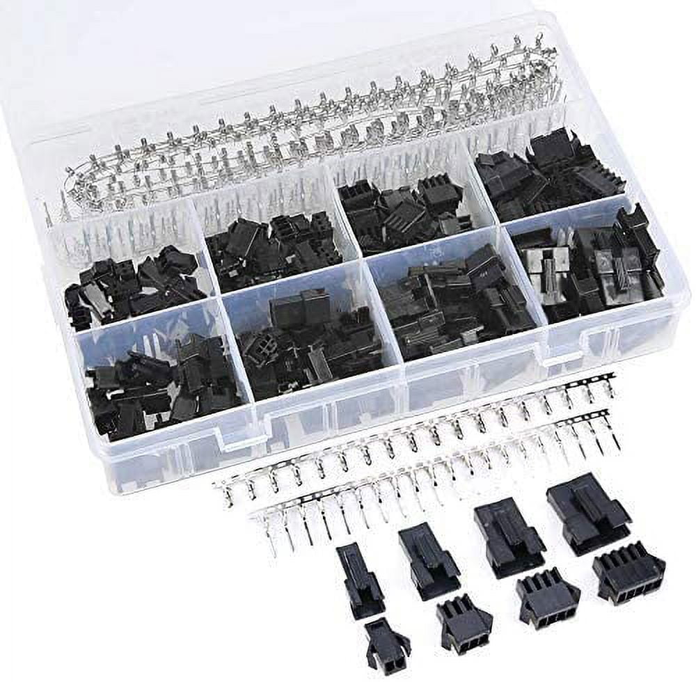 560 Pieces 2.5mm JST SM 2 3 4 5 Pin Connector Male and Female Plug Housing Connector Assortment ...