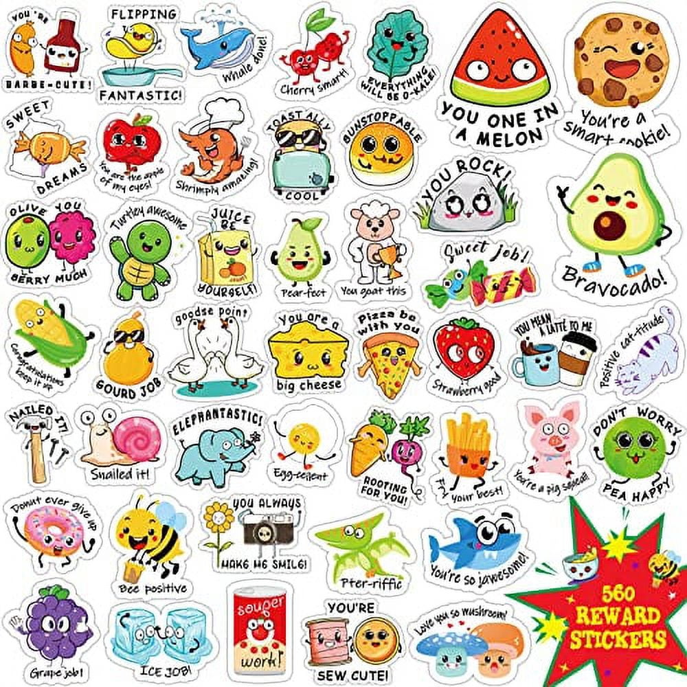 560 Pieces Punny Fun Reward Stickers for Kids Punny Labels Motivational ...
