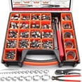560 count 22-Sizes Stepless Single Ear Hose Clamp Kit with Pliers, 5.3 ...