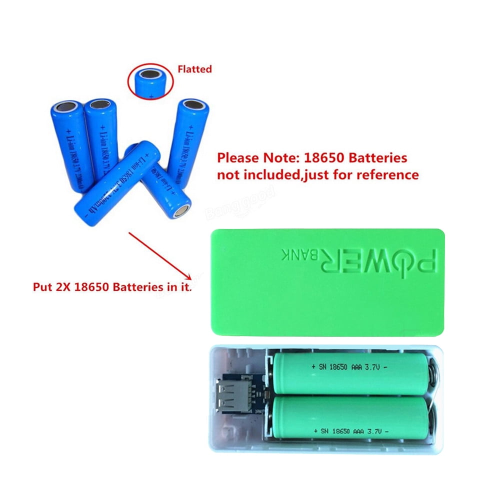 5600mAh 2X 18650 USB Power Bank Battery Charger DIY For Rechargeable D ...