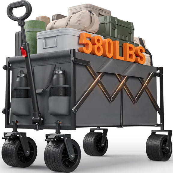 680 LBS Heavy Duty Folding Wagon Cart, All-Terrain Collapsible Utility ...