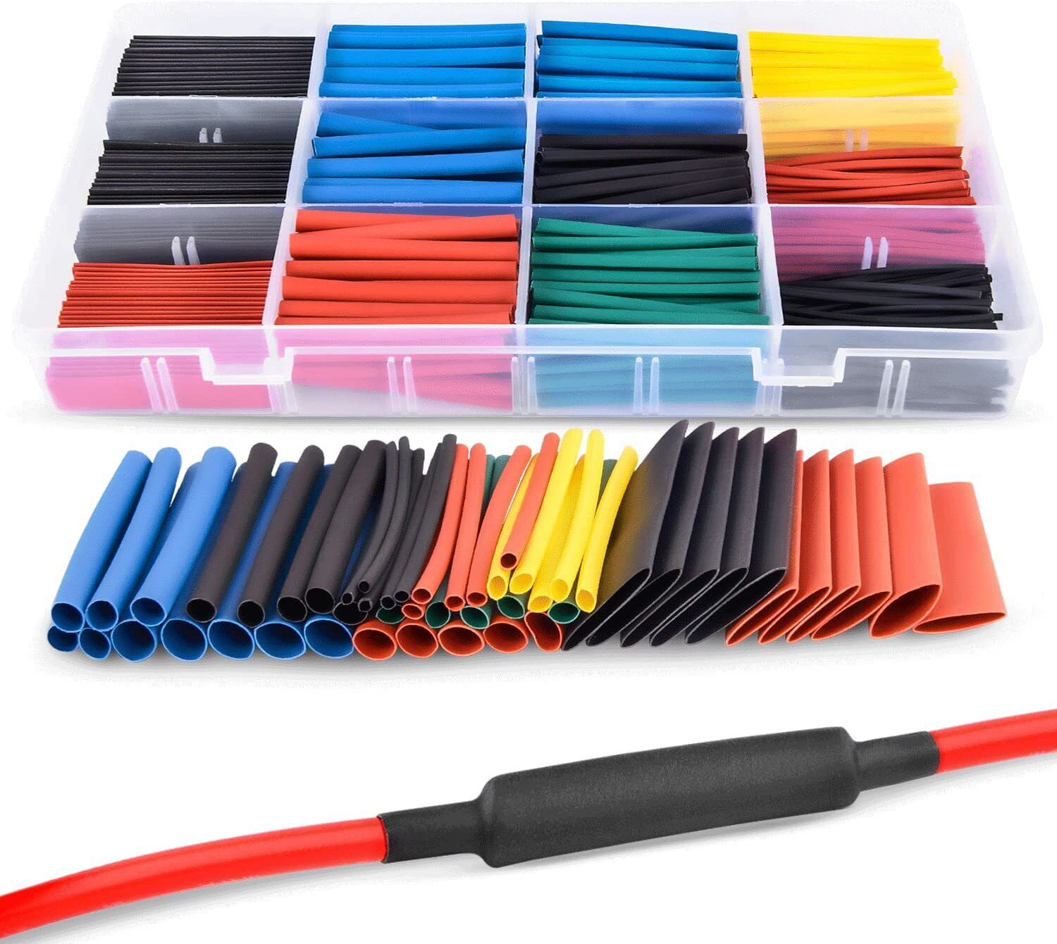 560PCS Heat Shrink 2:1 Electric Insulation Tubing Kit 45mm Wrap Cable ...