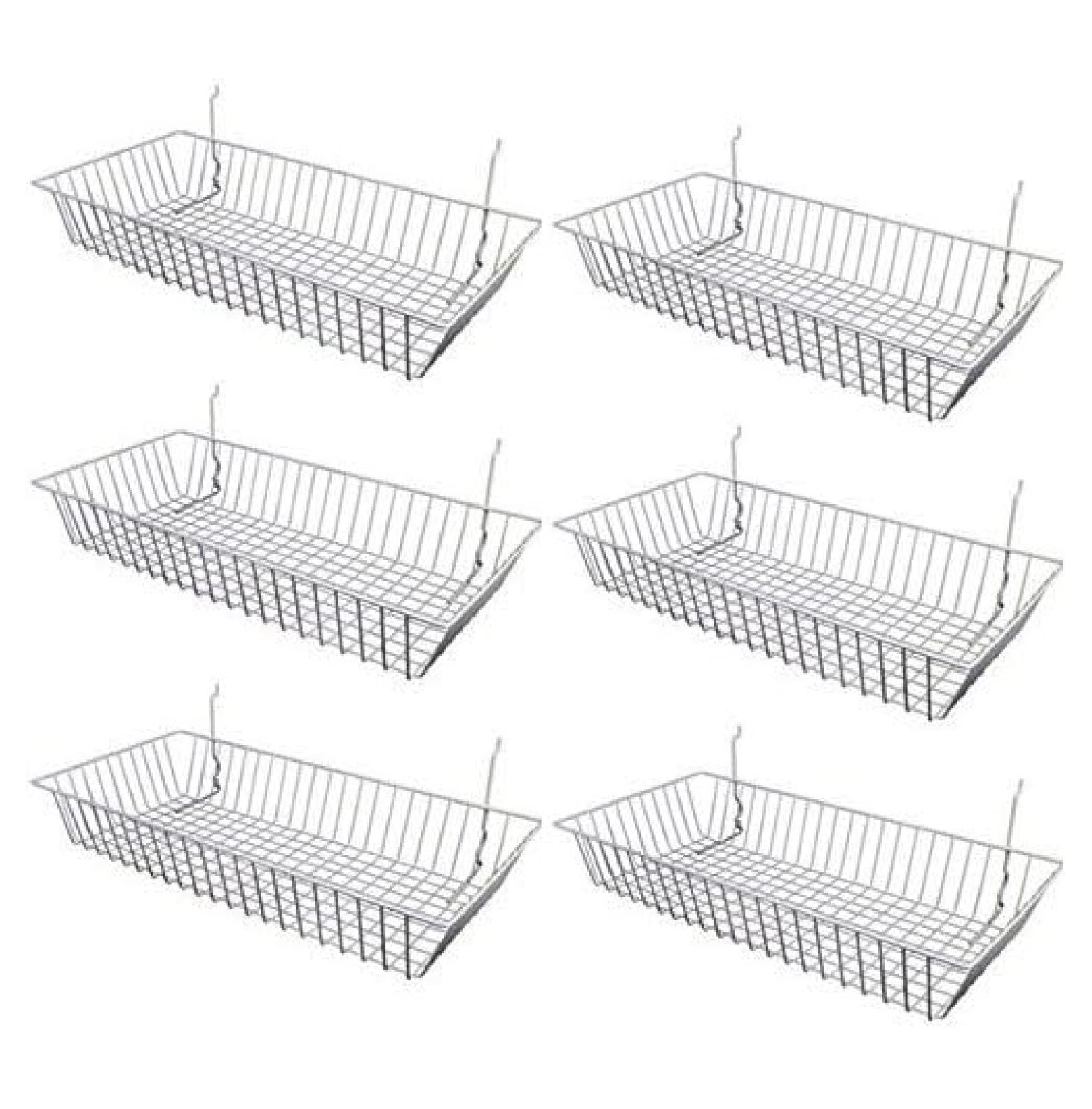 #5624W (Pack of 6) White Wire Baskets for Gridwall and Slatwall ...