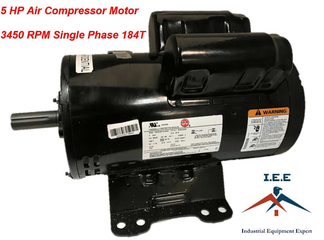 IR Motor 5 HP Air Compressor Electric Motor, Capacitor Start/Run, 24 ...