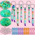 564 Glow Bead Keychain Kit, DIY Neon Letter Bead Set with Rings and ...