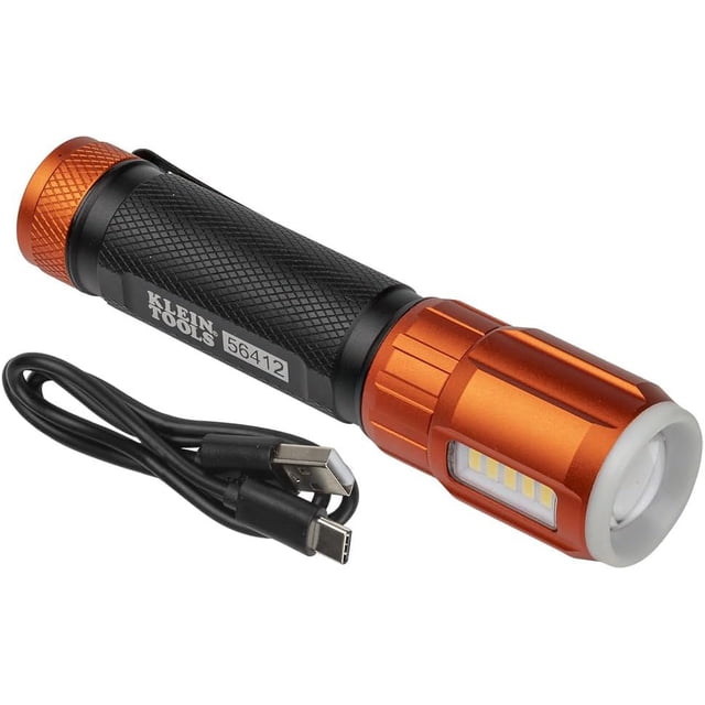 56412 Rechargeable LED Flashlight with Flood Light, 500 lumens, USB-C ...