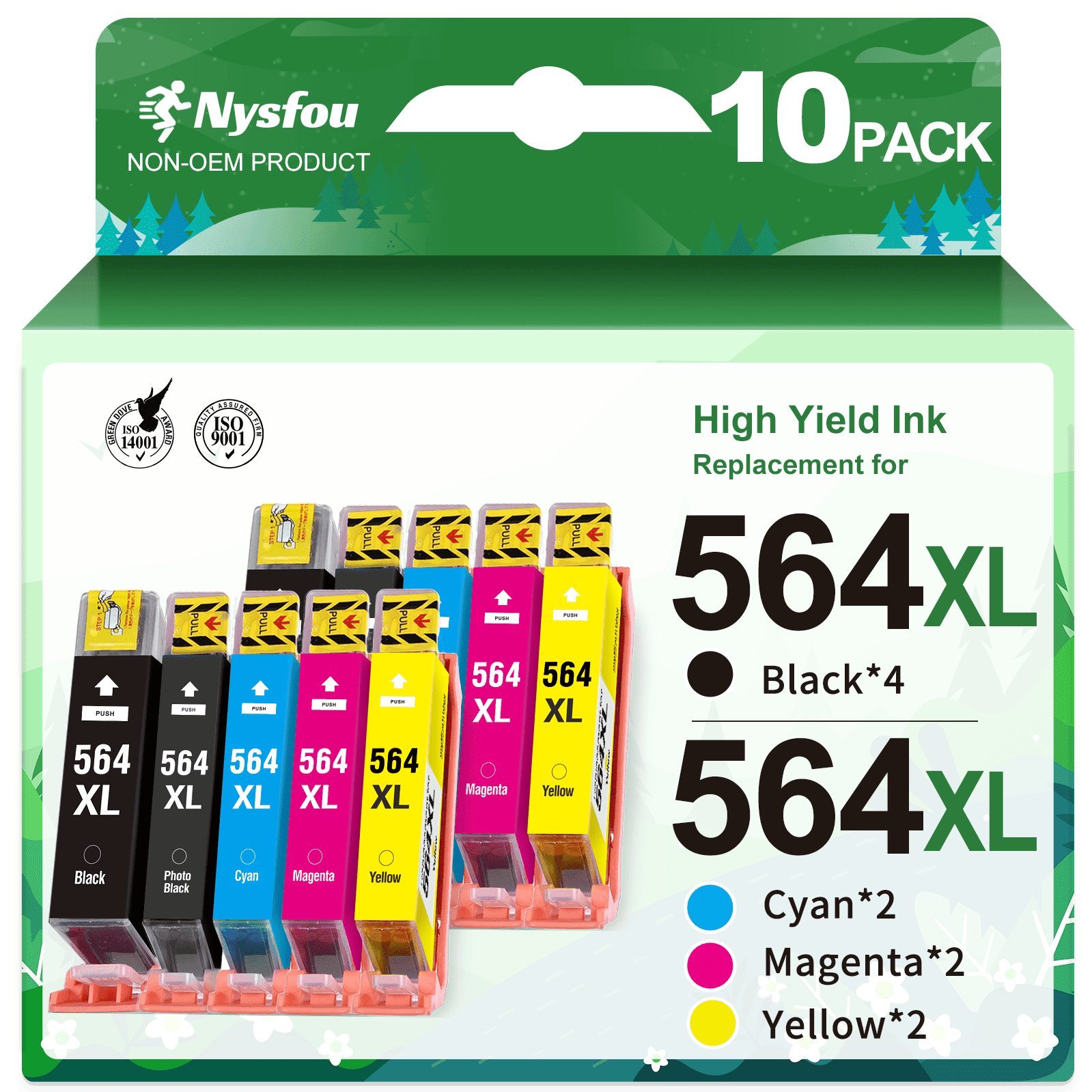 NYSFOU 564XL Ink Cartridge Compatible for HP Printers, 4 Black, 2 Cyan ...