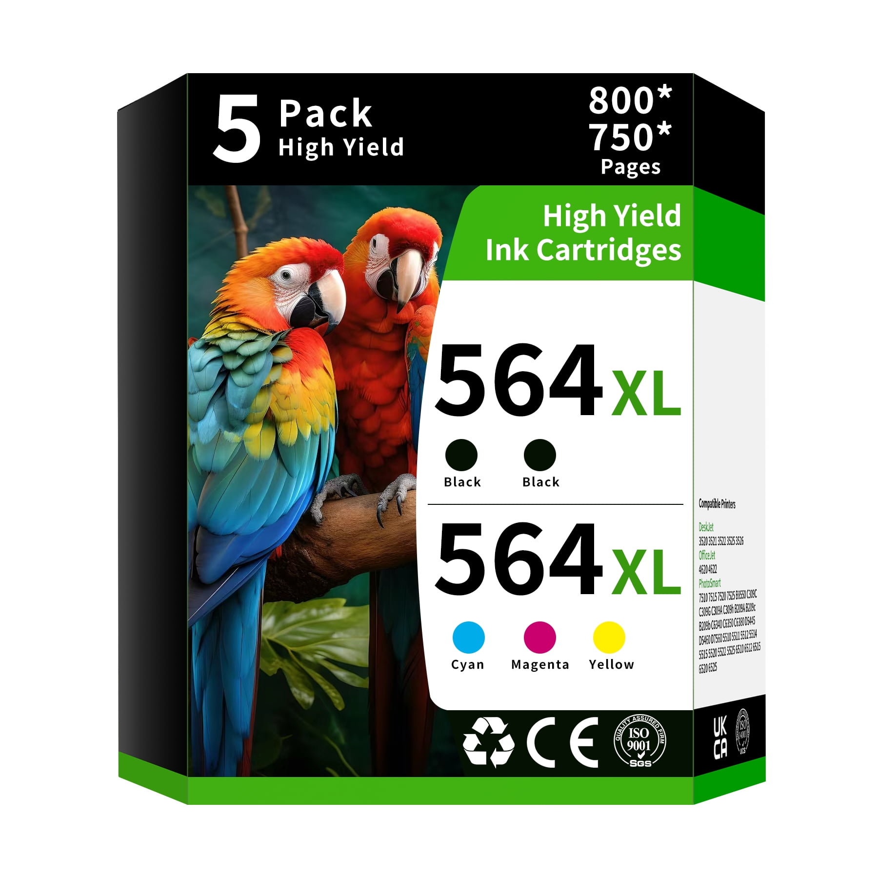 564XL Ink Cartridge Combo Pack Compatible Replacement for HP 564 to Use ...