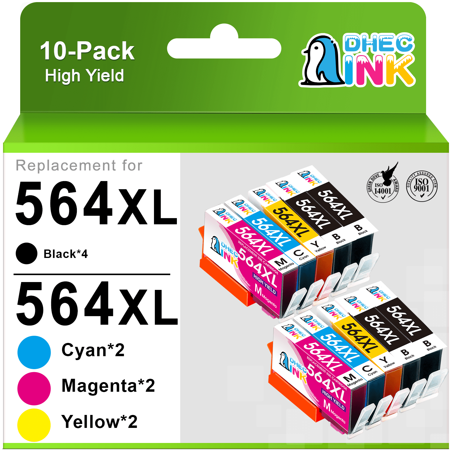 DHECINK 10-Pack 564XL Ink Cartridges for HP Printers Black Cyan Magenta ...