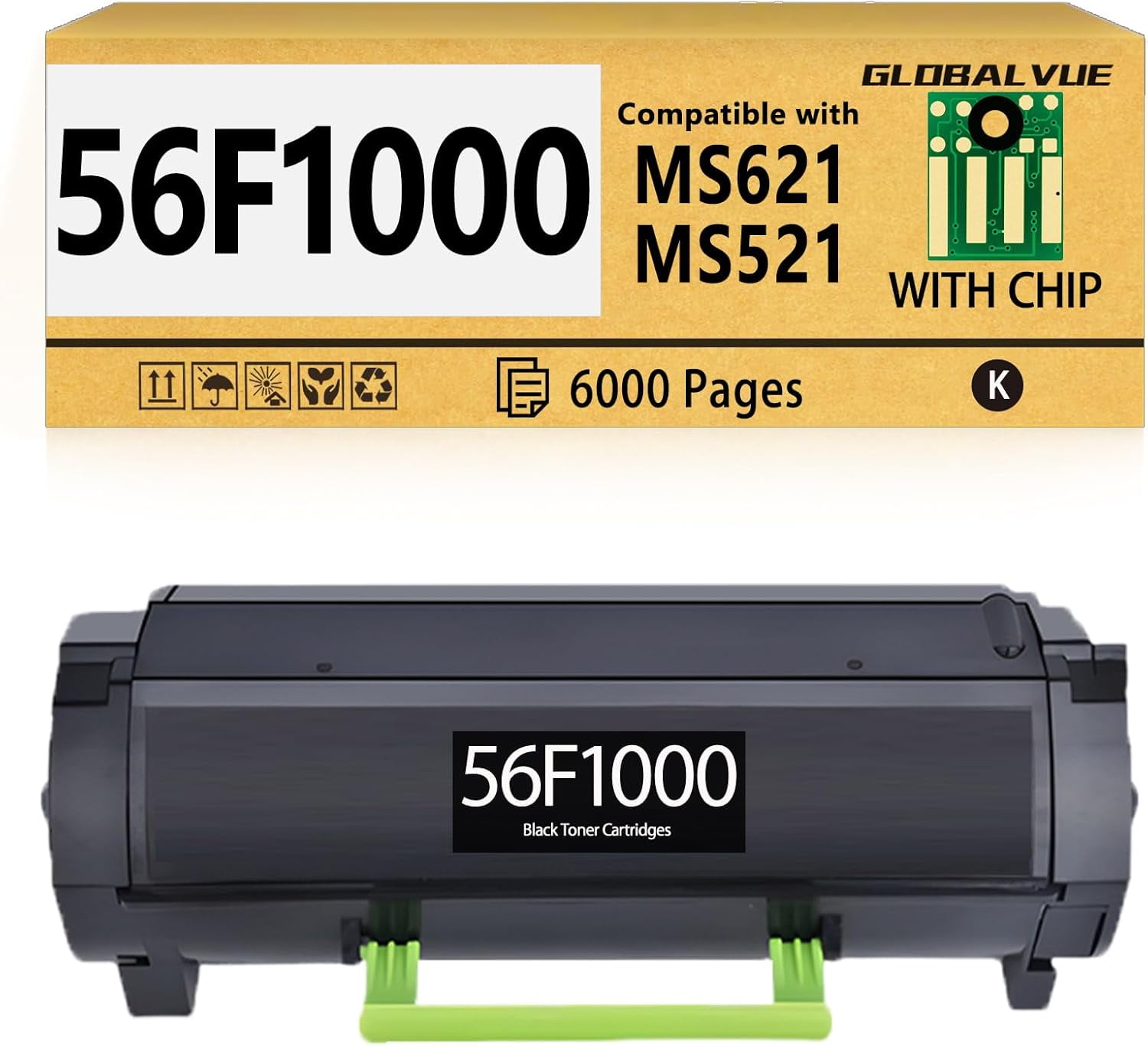 56F1000 (6000 Pages) Toner Cartridges (with Chip) Compatible with Lexmark 56F1000 Toner ...