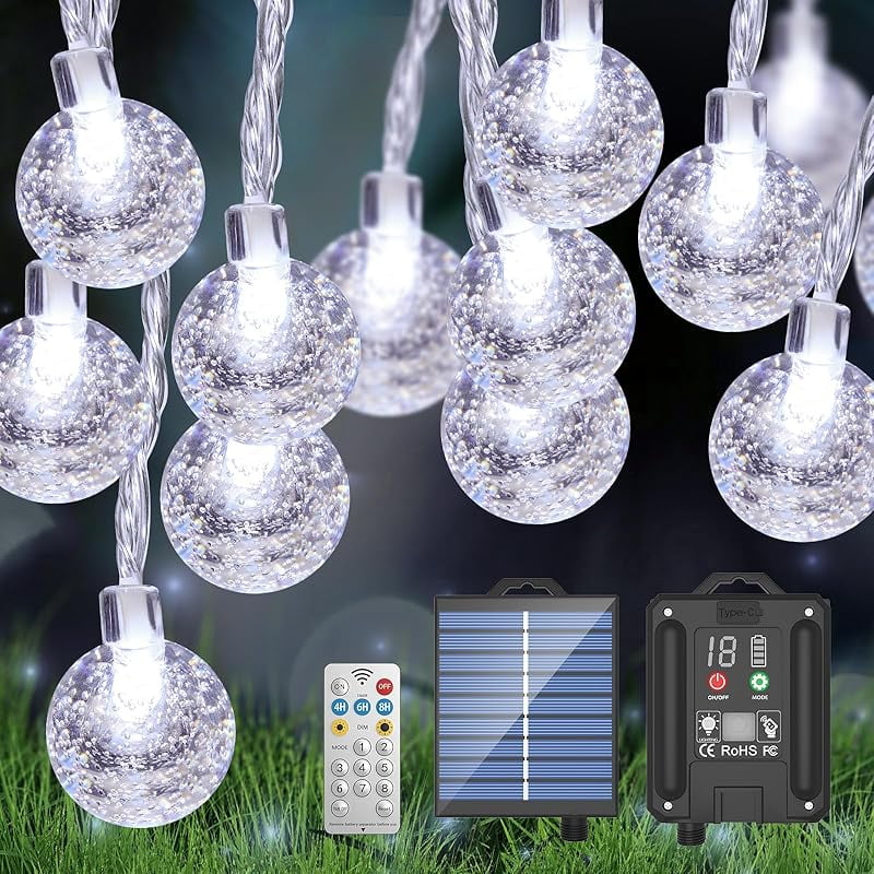 56FT 100LED Solar String Lights, Outdoor Solar Outdoor Lights with ...
